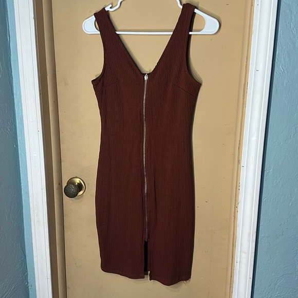 iris | Dresses | Brown Front Zipper Dress | Poshmark